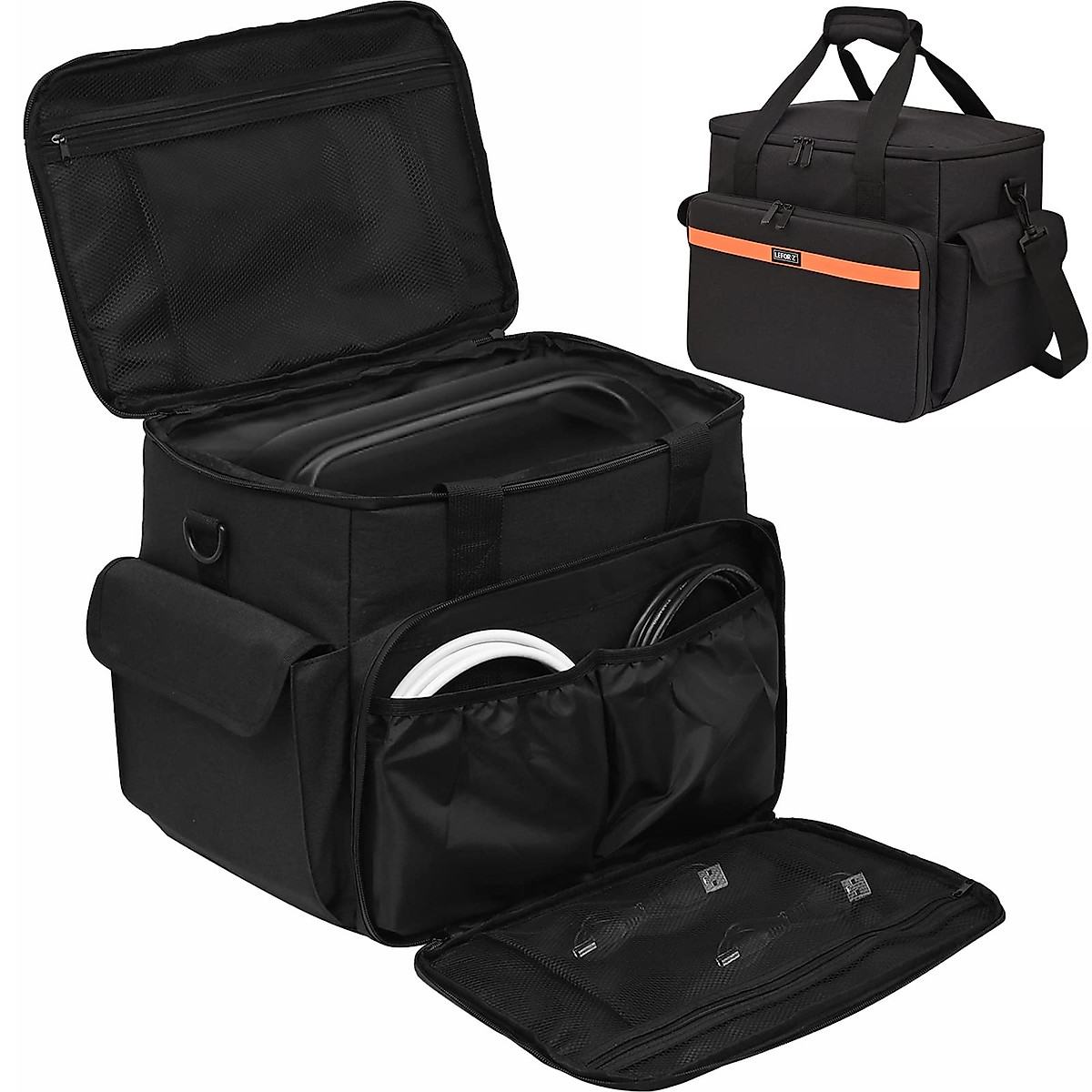Carrying Case Compatible with Jackery Explorer 240/300/160/GOLABS R300/Anker 521 Portable Power Station,Waterproof Travel Storage Bag with Multiple Pockets for Charging Cable and Accessories(Bag Only)