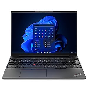 Lenovo ThinkPad E16 Gen 1 Business Laptop, 16 WUXGA (1920 x 1200) Non-Touch, AMD Ryzen 5 7530U, 24GB RAM, 512GB SSD, Fingerprint Reader, Webcam, Windows 11 Pro, XPI Bundle