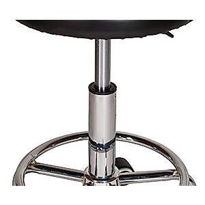 Topline 360-Degree Rolling Swivel Adjustable Stool Chair with Foot Rest - Black