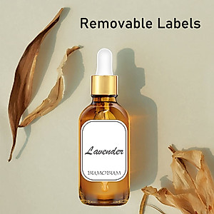 Bumobum Dropper Bottle Amber 1 oz, 30 ml Glass Dropper Bottles with Golden Top Cap for Essential Oils, 2 pack Tincture Bottle with Labels and Funnel