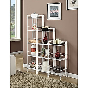 Pemberly Row Three-Tier Folding Shelf in White Metal Finish