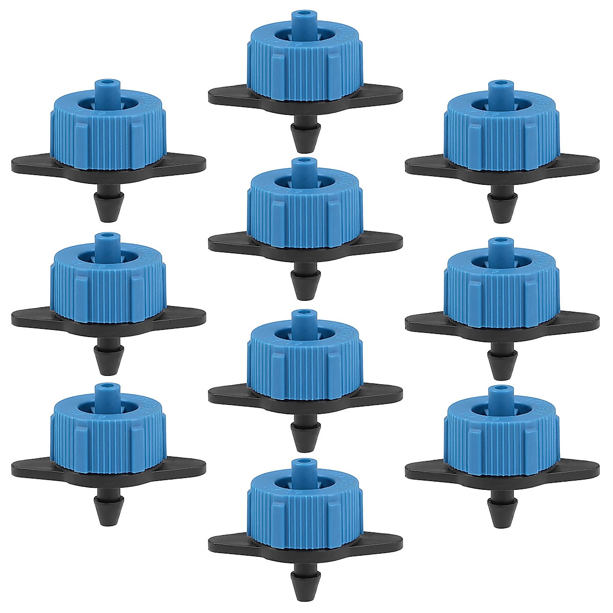 uxcell Pressure Compensating Dripper 1 GPH 4L/H Emitter for Garden Lawn Drip Irrigation with Barbed Hose Connector, Plastic Black Blue 15pcs