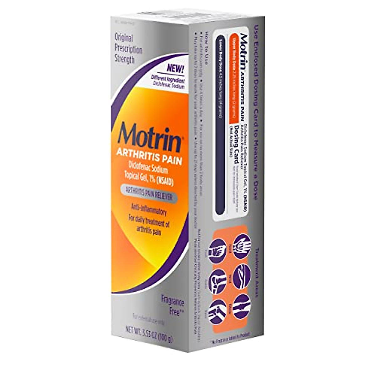 Motrin Arthritis Pain Relief Diclofenac Sodium Topical Gel 1%, Anti-Inflammatory Cream for Arthritis Pain in Hands, Wrists, Elbows, Knees, Feet & Ankles, NSAID Pain Relief Gel, 3.53 Oz