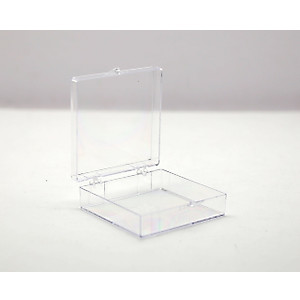Clear Hinged Plastic Box 2 9/16" L x 2 9/16" W x 3/4" H - 20 Pieces Per Pack