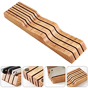 Hemoton Kitchen Knife Block Wood Drawer Knife Organizer Bamboo in Drawer Knife Holder Tray Knives Storage Rack Chopping Knife Stand for Home