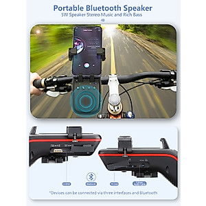Weduda Multifunctional Bike Phone Holder,Portable Bluetooth Speaker with Microphone and LED Lighting, External Bicycle Bell, 5000mAh Power Bank - Ideal for Adult Road & Mountain Cycling