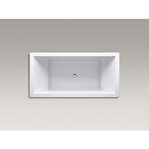 KOHLER K-1834-0 Underscore Rectangle 72-Inch x 36-Inch drop-in bath with center drain, White