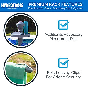 HYDROTOOLS BY SWIMLINE 89033 Premium Free Standing Poolside Valet Towel Rack Adjustable With Water Weighted Base Three Arms Secure Clips For Outdoors & Indoors Pool Patio Poolside Holder Drying Stand