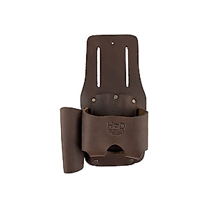 Hide & Drink, Tape & Knife Holder, Marking and Measuring Pouch, Tool Case, Screwdriver Holster, Pocket Belt Pouch, Full Grain Leather, Handmade (Bourbon Brown)