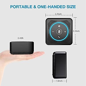 USB Speakerphone - EMEET M0 4 AI Mics Speakerphone for Conference Calls 360° Voice Pickup Conference Speakerphone for Computer Plug and Plays Computer Speaker with Microphone for 4 People