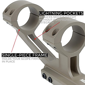 Monstrum 1-4x20 Rifle Scope with Rangefinder Reticle | V.2 H-Series Cantilever Scope Mount | Flat Dark Earth | Bundle