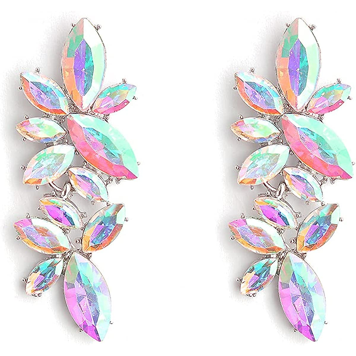 ASTRUE Rhinestone Iridescent Stud Earrings,Candy Color Dangle Drop Earrings for Women in Party Office Gift Fashion Accessory