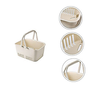 Levemolo Holder Container Tote Caddy Shower Storage Organizer Bathroom Serving Hollow Bath Plastic Food Handle with Sundries Household Toiletries Bathing Tray Basket Handheld Beige Fruit
