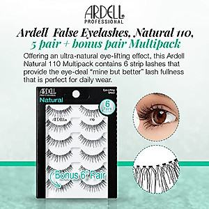 Ardell False Eyelashes, Natural 110, 5 pair + bonus pair Multipack for Eye-Lifting Effect