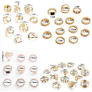 YOOESTORES82 Boho Knuckle Stackable Ring Set for Women,Vintage Gold Silver Rings Set Stacking Rings Set Star Moon Bulk Multiple Pack Midi Finger Rings (B)