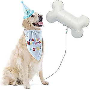 BinaryABC White Dog Bone Foil Balloons,Dog Birthday Party Supplies Decorations,2Pcs