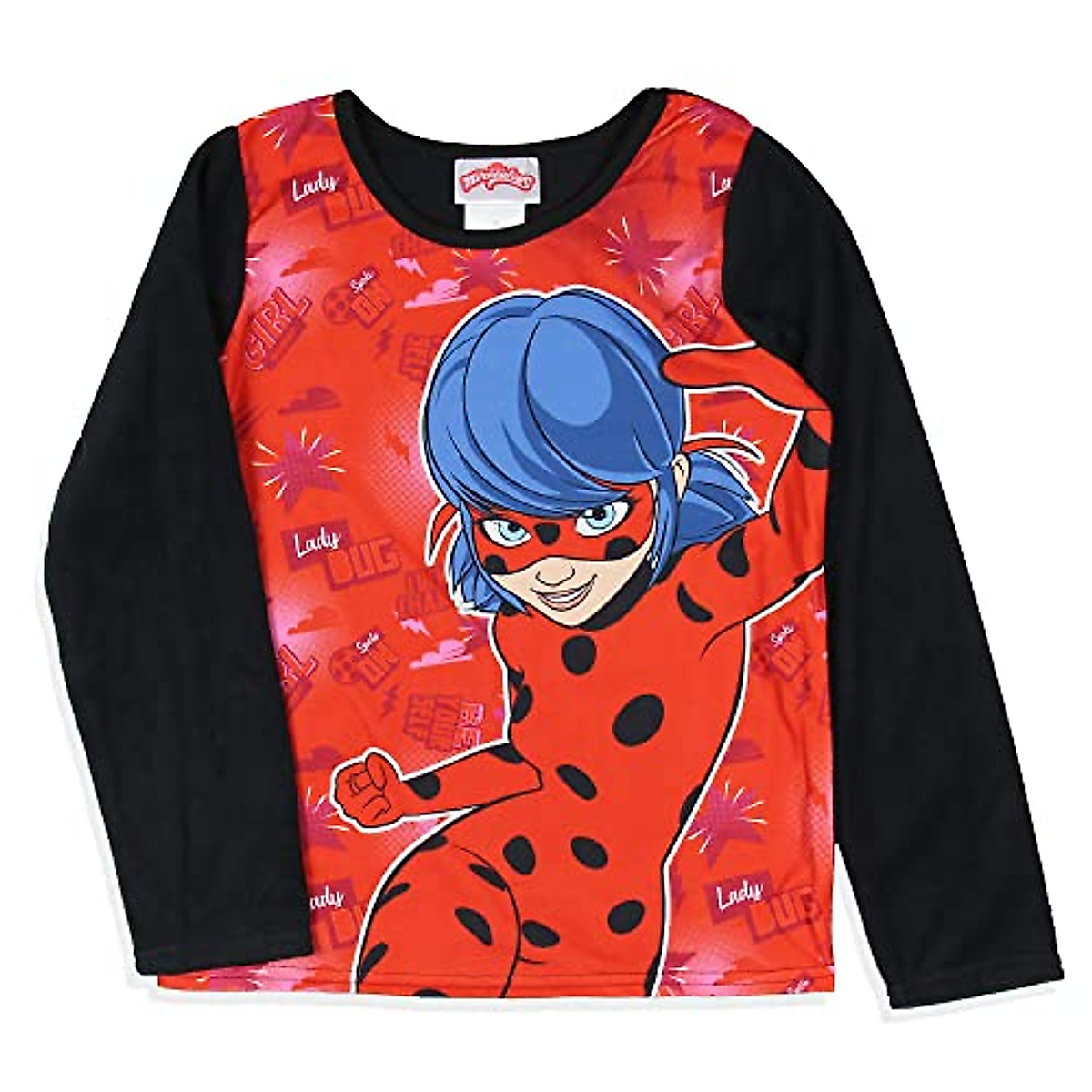Komar Kids Miraculous Ladybug Girls Be Yourself Girl Power 2 Piece Pajama Set, 8 Multicolored