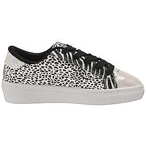 Skechers Kids Girls Goldie Sneaker, White/Leopard, 6 Big Kid