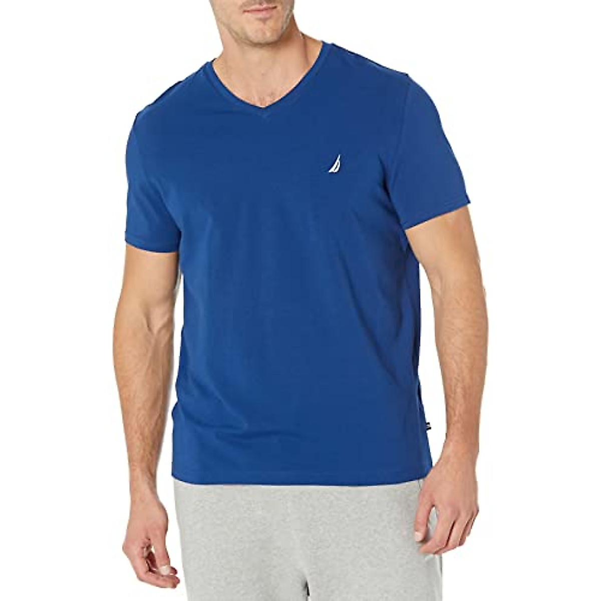 Nautica Men's Short Sleeve Solid Slim Fit V-Neck T-Shirt, Royal Blue, X-Large