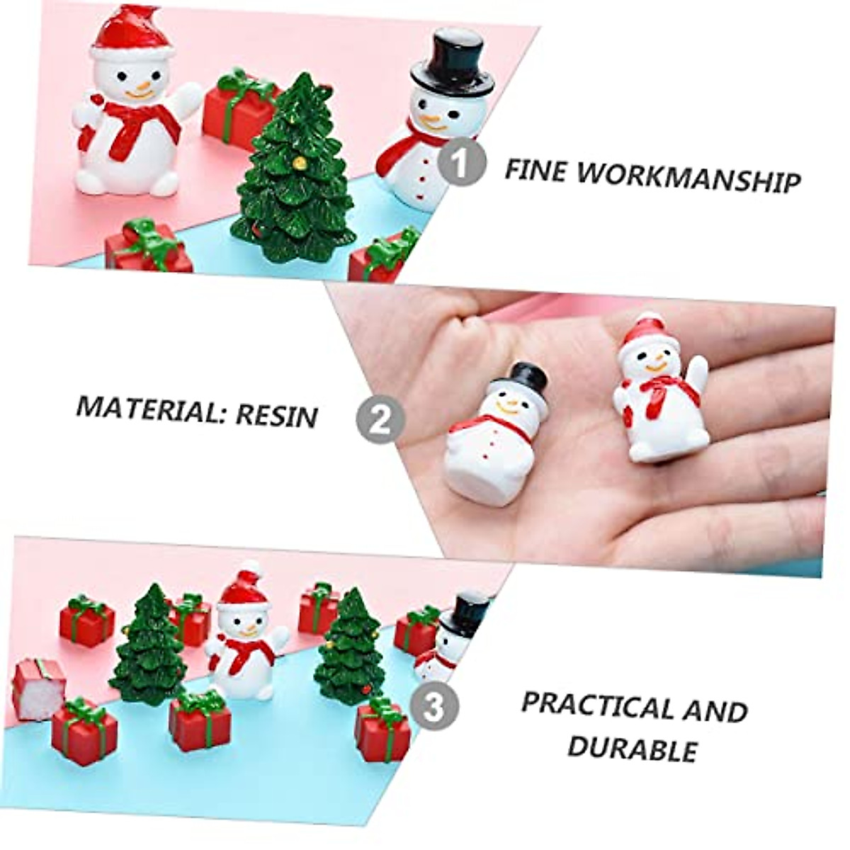 Abaodam 60 Pcs Mini Snowman Mini Christmas Decorations for Crafts Miniatures for Crafts Xmas Miniature Snowman Snow Globes for Kids Mini Figurine Fairy Birthday Party Supplies