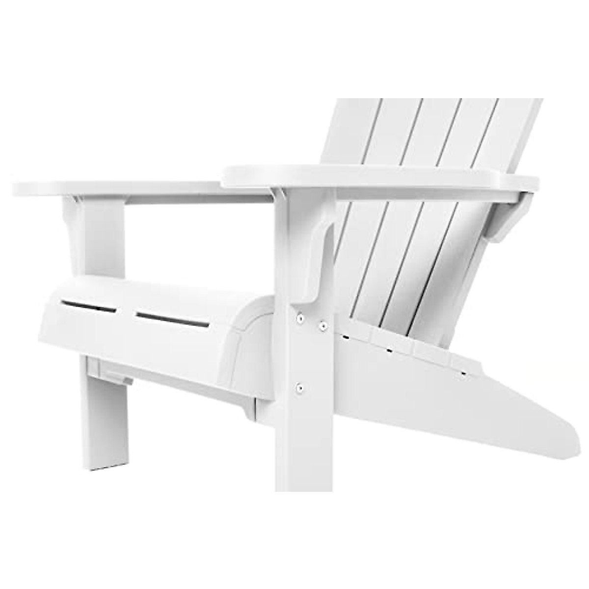 Keter Teton Adirondack Weather Resistant Furniture for Entertaining by The Pool, Patio and Fire Pit, Easy Assembly Outdoor Seating, Weatherwood, White
