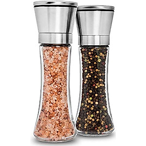 HOME EC Original Salt and Pepper Grinder Set - Adjustable Sea Salt Grinder & Pepper Grinder - Stainless Steel & Glass Salt and Pepper Shakers - Pepper Mill & Salt Mill - Modern Kitchen Accessories