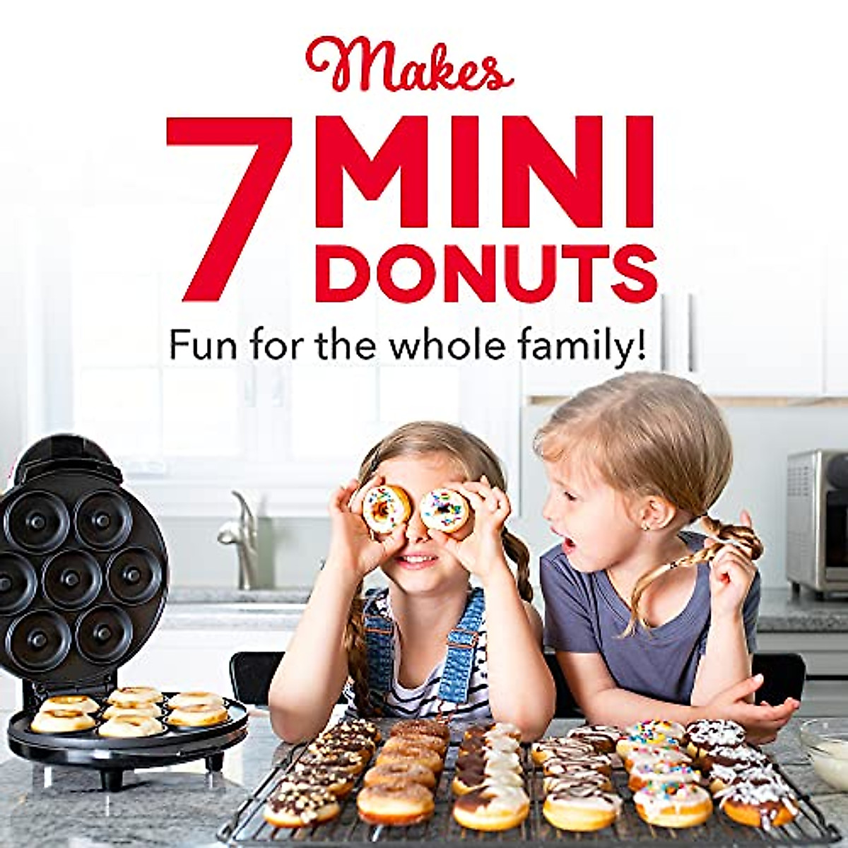 Dash DMSW002AQ Mini Maker, 2-Pack Griddle + Waffle Iron, 2 pack, Aqua & Mini Donut Maker Machine for Kid-Friendly Breakfast, Snacks, Desserts & More with Non-stick Surface, Makes 7 Doughnuts - Aqua