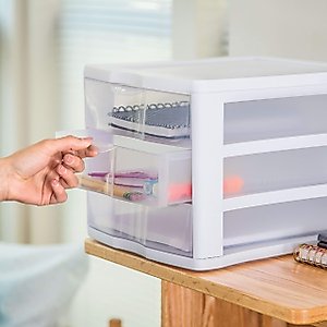 Sterilite 17918004 3 Drawer CLR Organizer, 6"x4"x3", (@ Pack1 (White))