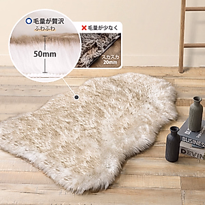 Phantoscope Fluffy Soft Faux Fox Fur Area Rugs for Bedroom Livingroom Kids Room Decor, Shaggy Fur Rugs Anti-Skid, White Brown, 2 x 3 Feet