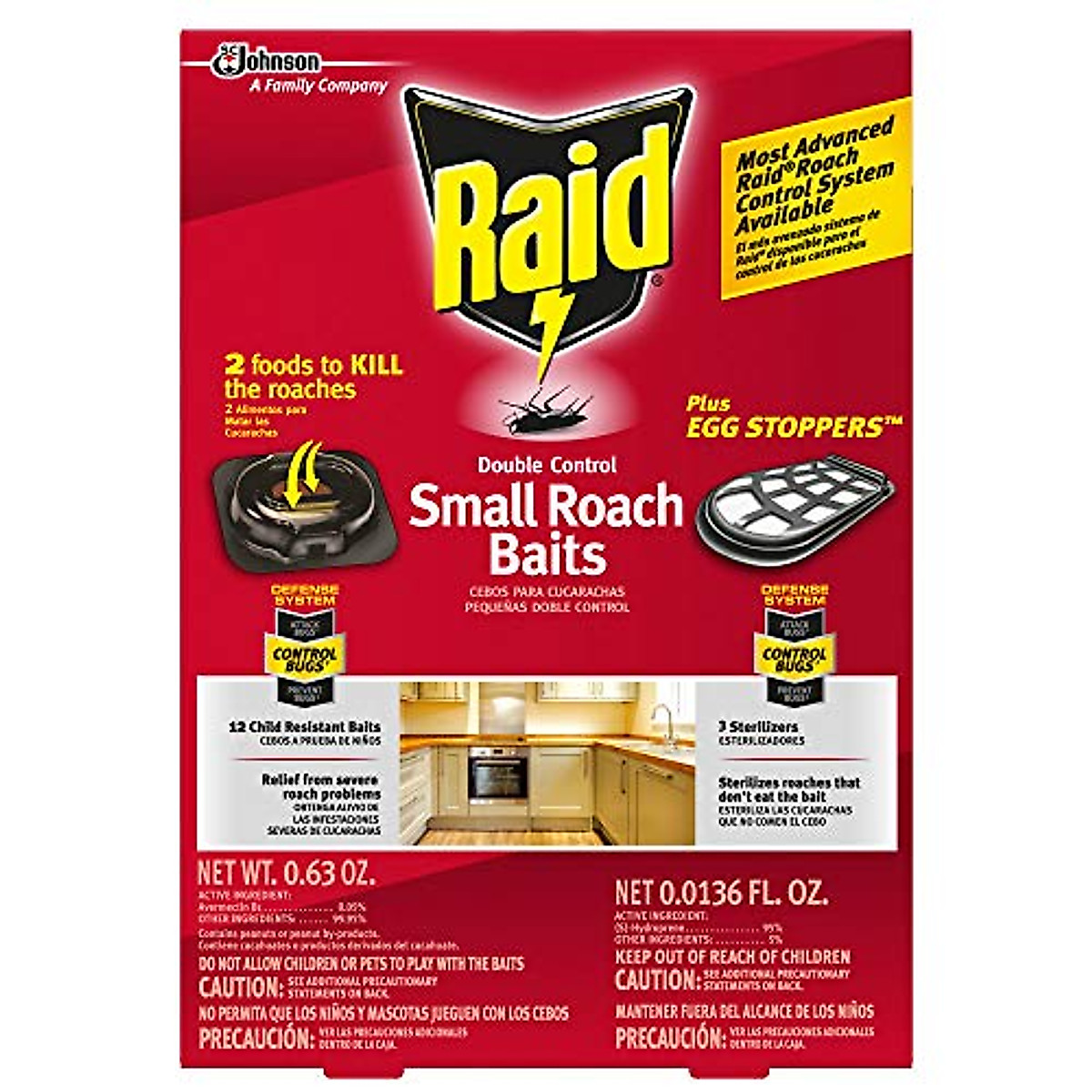 Raid Double Control Small Roach Baits Plus Egg Stopper 0.63 Ounce (Pack of 1)