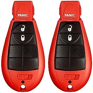 2 New Red Keyless Entry 3 Button Remote Key Fob Shell / CASE M3N5WY783X IYZC01C 56046707AE for Chrysler Town Country Dodge Challenger Charger Durango Grand Caravan Journey & Ram
