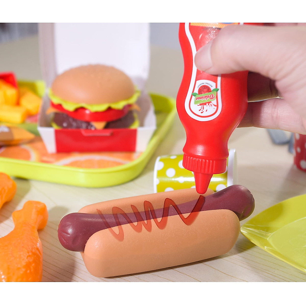 U DREAM Pretend Play Food Sets, Building Toy Burger Playset, Play Kitchen Accessories, Realistic Sandwiches.