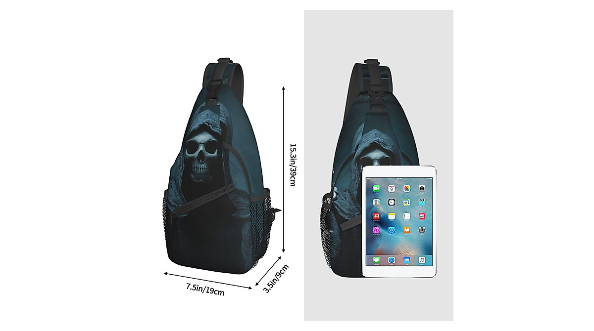 DZUAIKIT Sling Backpack Grim Reaper Reaching Print Crossbody Shoulder ...