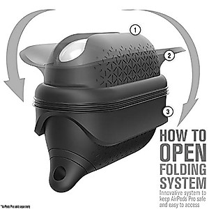 Catalyst - Waterproof Case for AirPods Pro (1st and 2nd Gen)- Premium Edition. Compatible Wireless Charging, One-Piece Design, High Drop Protection, with Carabiner, Soft-Touch - Black