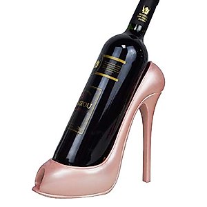 Fantes High Heel Wine Holder Bottle Rack Counter Top Storage Stand for Wedding Party Home Decor (Rose Gold High Heel)