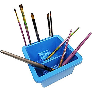 Mont Marte Twin Compartment Plastic Brush Washer. Easy Paint Brush Cleaning and Drying. Suitable for Acrylic and Watercolor Painting.