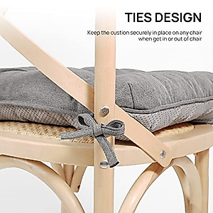 Love's cabin Memory Foam Chair Cushions Set of 4, Outdoor/Indoor Chair Pads for Dining Chairs 4 Pack, Seat Cushions for Kitchen, Dining Room, Office, Patio Chairs, 16x16 Grey