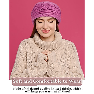 Newcotte Women Winter Hat 4 Pcs Knitted Caps with Visor 2024 Warm Hats for Women Beanies for Winter Cold Weather(Black, Beige, Purple, Gray)