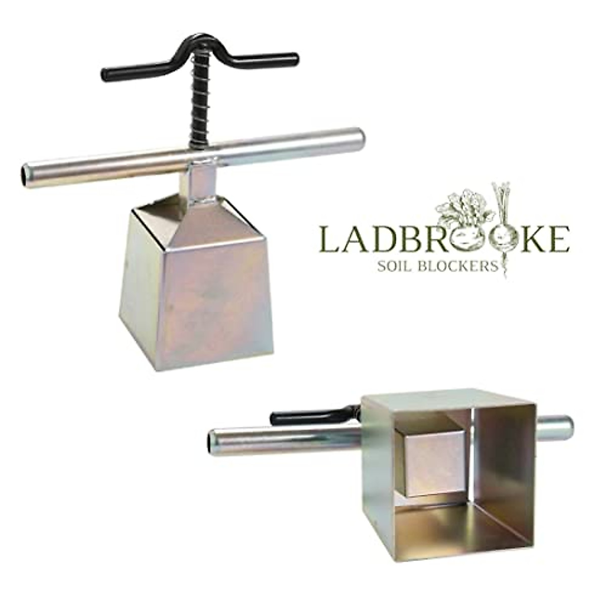 Ladbrooke Genuine Soil Block Maker - 6-Pc. Master Grower Nesting System Includes Maxi, Mini 4, Micro 20, Cubic Inserts, 1" Seed Dibbles, and Grow Tweezers, Made in England