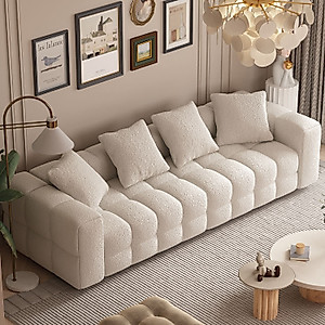 FAMAPY Cloud Sofa Couch for Living Room, Bubble Sofa Couch Upholstered Modern Contemporary Couch, Solid Wood Legs, White (100.8”W x 37.8”D x 20.5”H)