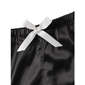 WDIRARA Women's Pajama Sets Satin Short Sleeve Down Shirts and Shorts Sleepwear PJ Set Dull Black Medium