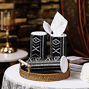 Vesici 8 Packs Car Tissues Boxes Travel for Refill Facial Printed Tube Box Cylinder Tissue Holder Round Container with Cartridge Cover Cup