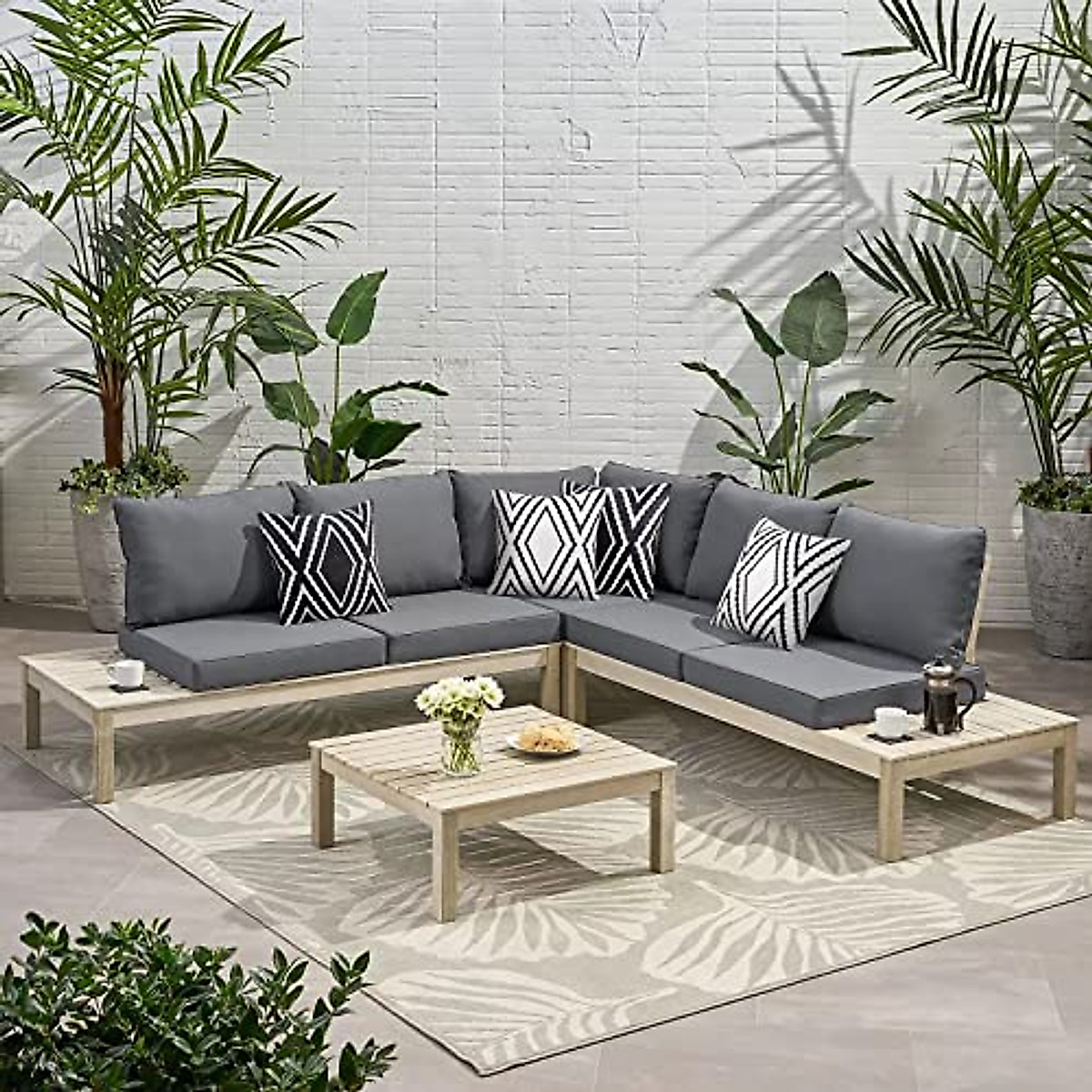 Adabana Outdoor Waterproof Boho Throw Pillow Covers Geometric Pillow Cases for Patio Garden Set of 2, 18 X 18 Inches Black