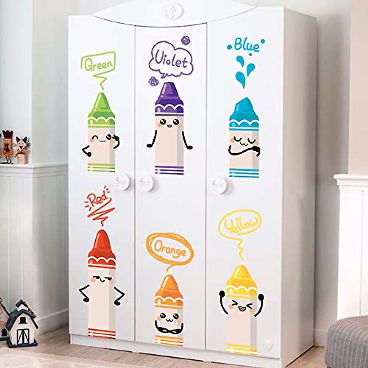 Crayon Color Wall Decals for Kids Rooms - Educational Wall Stickers
