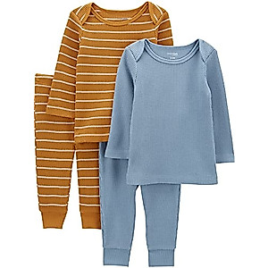 Simple Joys by Carter's Baby Boys' 4-Piece Textured Set, Gold/Blue, 6-9 Months