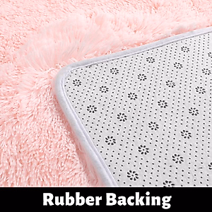 Pink Area Rug for Girls Bedroom,Fluffy Shag 4'X6' Living Room,Furry Carpet Kids Room,Shaggy Throw Nursery Room,Fuzzy Plush Dorm,Pink Carpet,Cute Room Decor Baby
