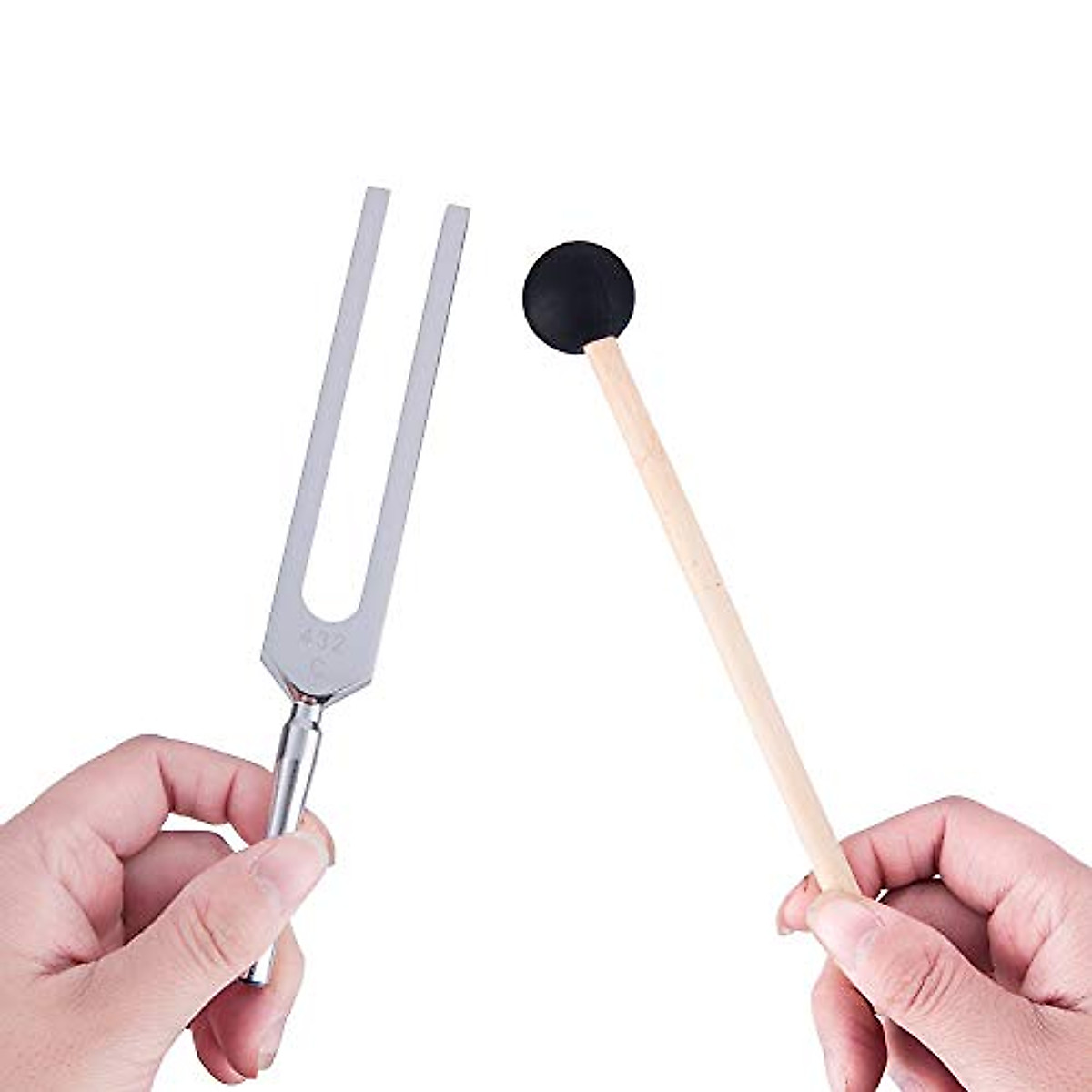 QIYUN Tuning Fork, 432 Hz Tuning Forks Healing Tuned, Tuning Fork with a Malle, Cleaning Cloth and Bag, Aluminum Alloy
