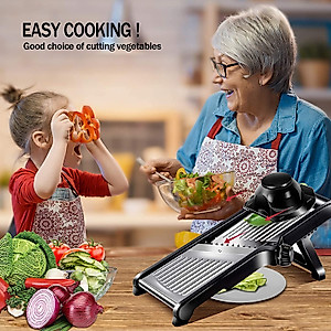 Masthome Professional Mandoline Slicer Stainless Steel Adjustable Blade,Food Cutter for Vegetable Fruit Cheese,Kitchen Food Blade Onion Cutter with Food Holder and Cut Resistant Glove