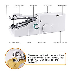 Handheld Sewing Machine Practical Sewing Tool,Mini Handheld Sewing Machine for Quick Stitching,Portable Sewing Machine Suitable for Home,Travel and DIY,Electric Handheld Sewing Machine for Beginners,White