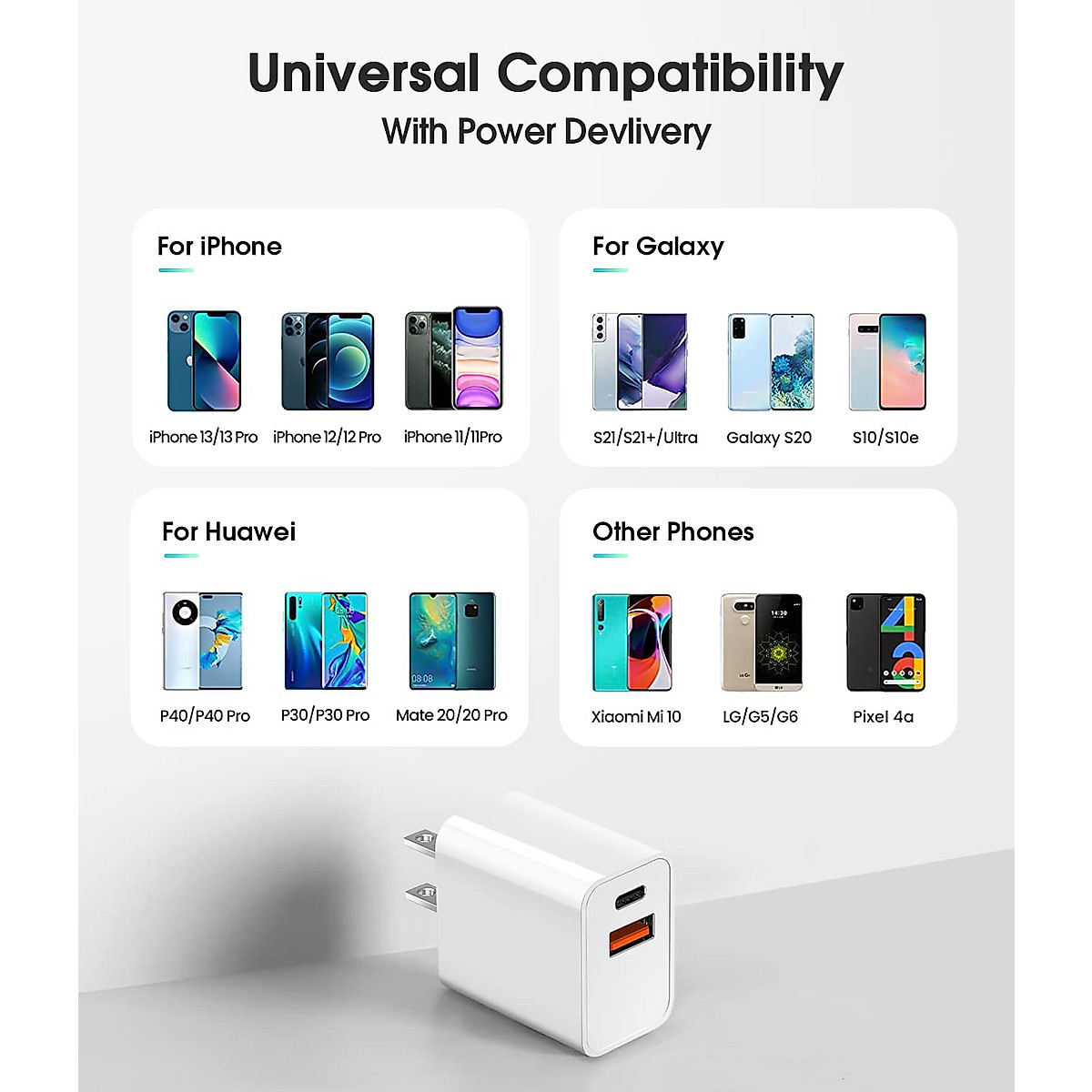 UDATSON 20W USB-C PD Power Delivery Charger, 2 Pack Type C Fast Charging Adapter for Apple Watch Series 9, iPhone 15, 14 Pro Max, AirPods, iPad